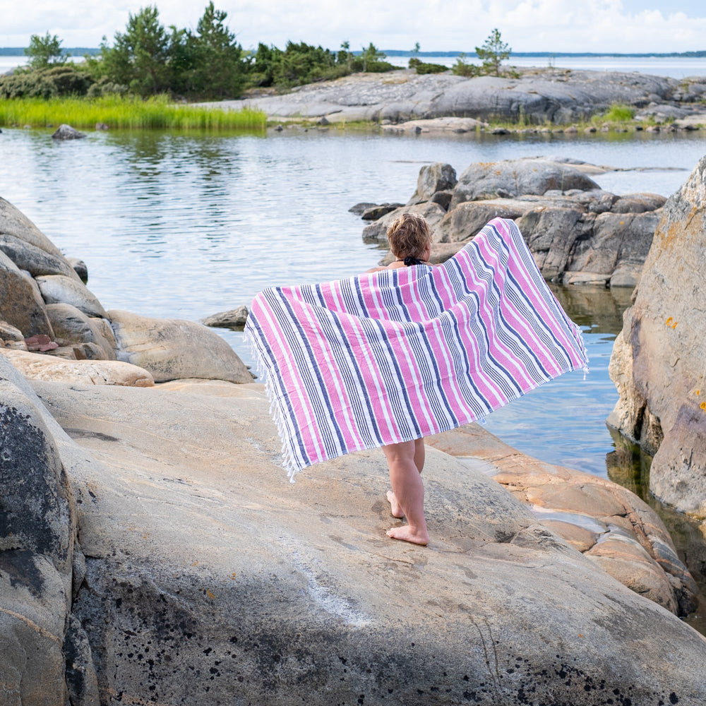 Hamam-pyyhe! Pirteä Pinkki, ripustuslenkillä - Koko 95x180cm, 100% puu ...